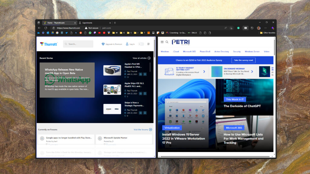 Microsoft Edge 110, Hadirkan Fitur Split Screen